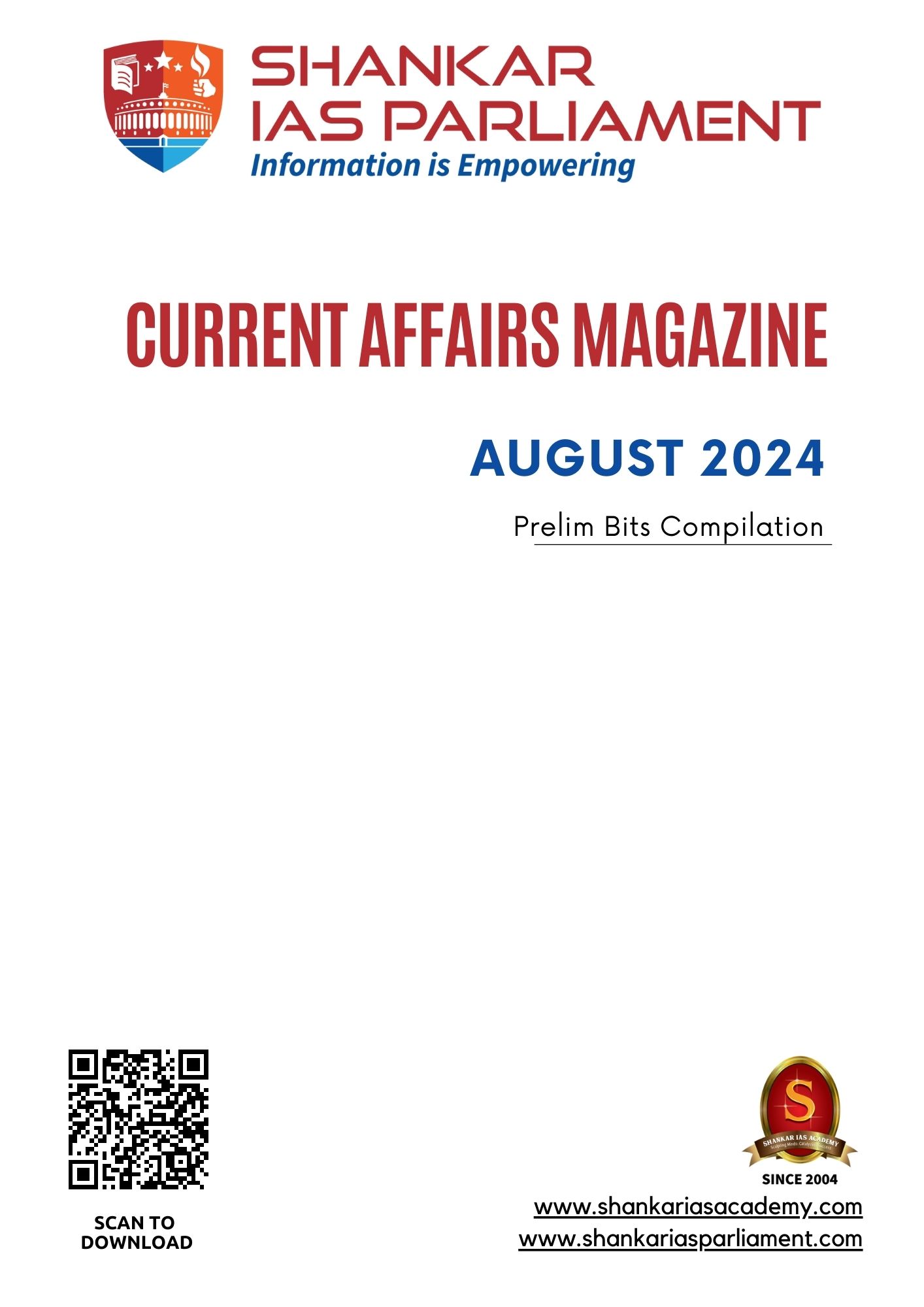 Current Affairs Magazine - Prelim Bits Compilation for August 2024